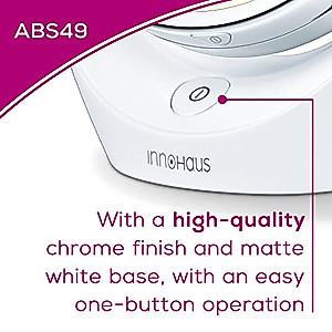 5x Magnifying Double-Sided Cosmetic Vanity Makeup Mirror Illuminated LED Lights, 360° Degree Swivel Rotation, On/Off Button, Chrome Finish, Cordless, Batteries Included, ABS49