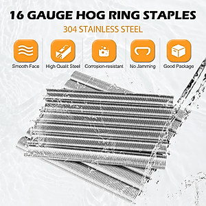 KIMSING SC760 16 Gauge 5/8'' Crown Stainless Steel C Ring Staples C-Rings Hog Rings, Wire Fencing Staples, Fasteners for C Ring Stapler, Hog Ring Tool, C Ring Plier, 1000 PCS/Pack