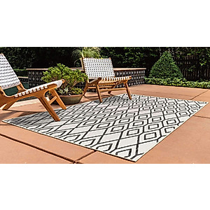 Jill Zarin Outdoor Collection Area Rug - Turks and Caicos (4' x 6' Rectangle Ivory/Black)