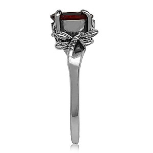 Silvershake 1.36ct. Natural Garnet 925 Sterling Silver Dragonfly Solitaire Ring Size 5
