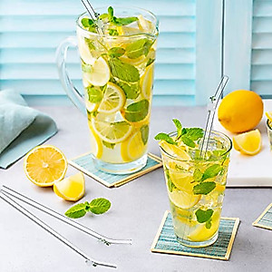 8 Pcs Reusable Glass Straws with 2 Cleaning Brushes, 8 mm x 7.9 Inch Bent Glass Turtle Straws Colorful Turtle on Clear Straws for Smoothie Cocktail Juice Shakes Beverages