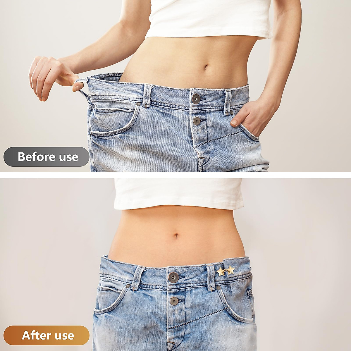 10 Set Pant Waist Tightener Star Buttons Pins for Loose Jeans Reusable Waist Cincher Clip Metal Star Brooch for Clothing Dresses Skirts No Sewing Decoration Accessories