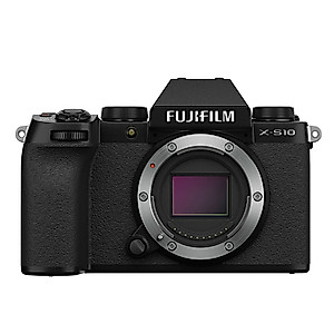 Fujifilm X-S10 Camera (Body) Bundle with Rechargeable Battery and Dual Charger, DSLR Accessory Kit, Software Suite, and 64GB Memory Card (5 Items)
