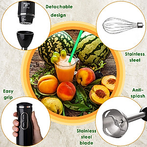 Moss & Stone Hand Blender With Egg Whisk, Powerful 300-Watt Stick Blender, Hand Mixer Set Stainless Steel Shaft & Blades, Black Handheld Blender With Ergonomic Handle (Without Chopper)
