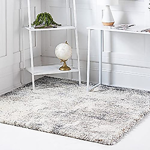 Rugs.com Soft Touch Shag Collection Square Rug – 8 Ft Square Pebble Gray Shag Rug Perfect for Living Rooms, Kitchens, Entryways