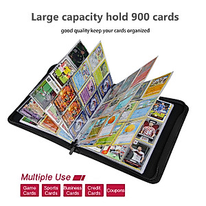 9-Pocket TONESPAC 900 Card Binder Compatible with Football Cards, Soccer Cards, Sport Cards, for Trading Cards,Storage Case with Removable Sheets Trading Card Holder (Football, 900Pockets)-