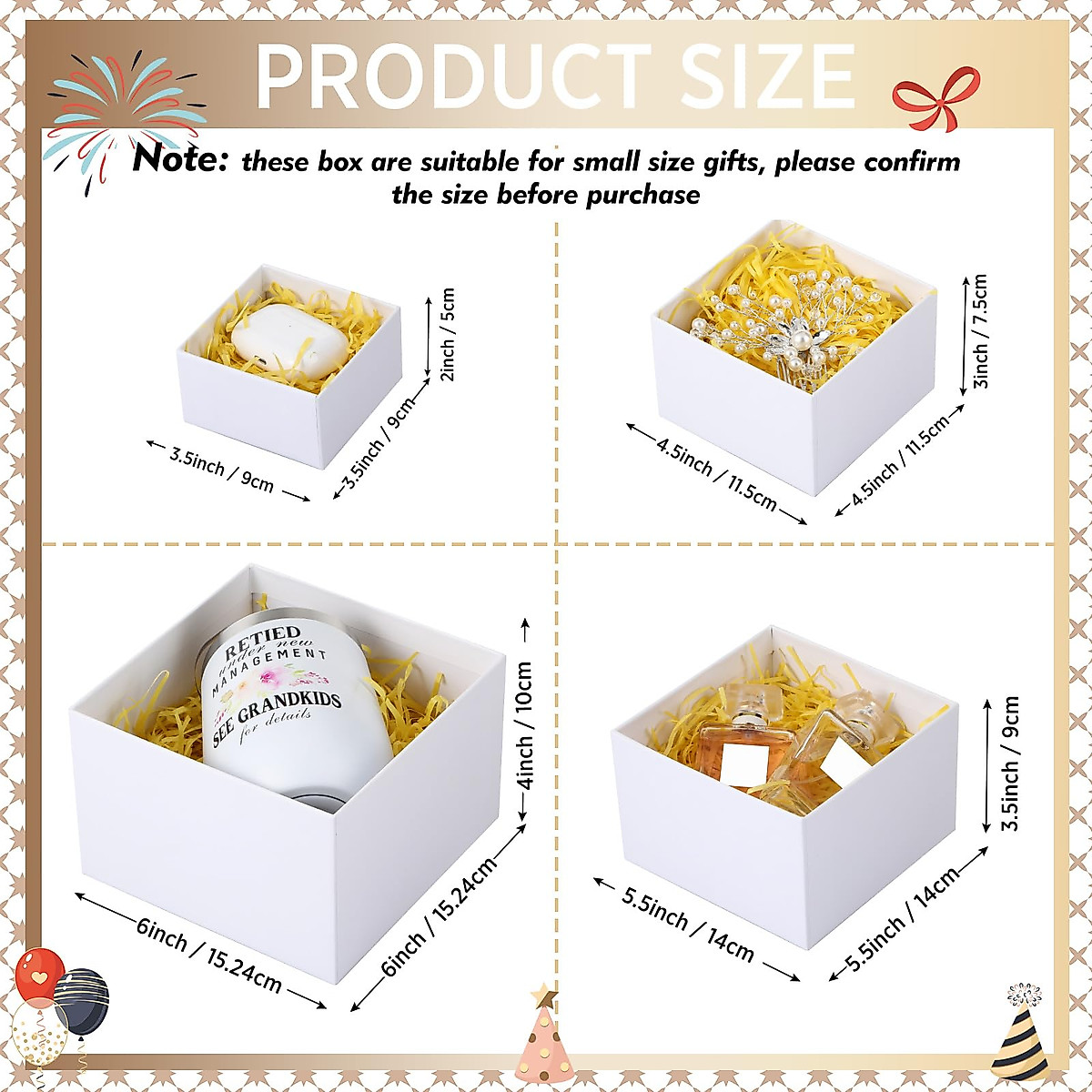 Marspark 4 Pcs Valentine‘s Day Nesting Gift Boxes with Lids Mixed Size Square Nested Boxes Stackable Gift Boxes Present Wrap Gift Box with Ribbon Gift Card for Presents Birthday Party Favor(White Box)