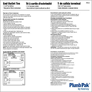 Plumb Pak PP66-8W Master End Outlet Tee And Tailpiece With Baffle, 1-1/2 In, Slip/Direct, Plastic, No Size, White