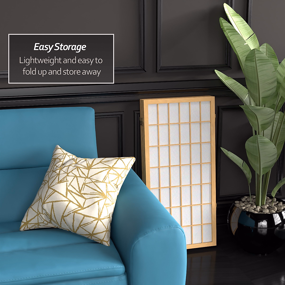 3 ft. Short Window Pane Shoji Screen - Natural - 4 Panels