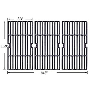 Grill Replacement Grates Parts for Charbroil Advantage 463343015, 463344015, 463344116, Kenmore, Broil King and Centro Grill, 16 15/16" Cast Iron Cooking Grids
