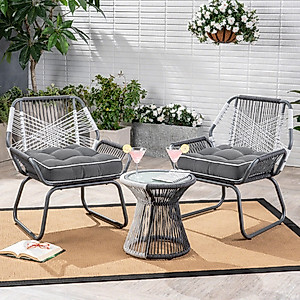 Favoyard Patio Cushions 19 x 19 Inch Indoor & Outdoor Chair Cushions Water-Resistant Seat Cushion for Patio Furniture 3-Year Color Fastness Square Tufted Couch Chair Pads with Ties, 2 Pack, Dark Gray