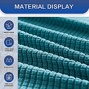 TVPFM Jacquard Furniture Protector, 2 Seater 3 Seater Elastic Bottom Sofa Cover Soft Stretch Sofa Slipcover for Living Room Pets Cat Dog-Blue B-4 Seater