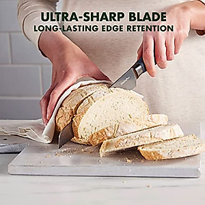 GreenPan Titanium 8" Bread Knife, Titanium Coated, Stainless Steel, Eco-friendly, Ergonomic Grip, Slip Resistant, Balanced, Heat Treated, Hand Sharpened, Dishwasher Safe
