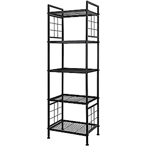 GIOTORENT 5-Wire Standing Storage Shelf, Metal Shelving Unit Pantry Rack for Laundry Kitchen Bathroom Organizer(Black)