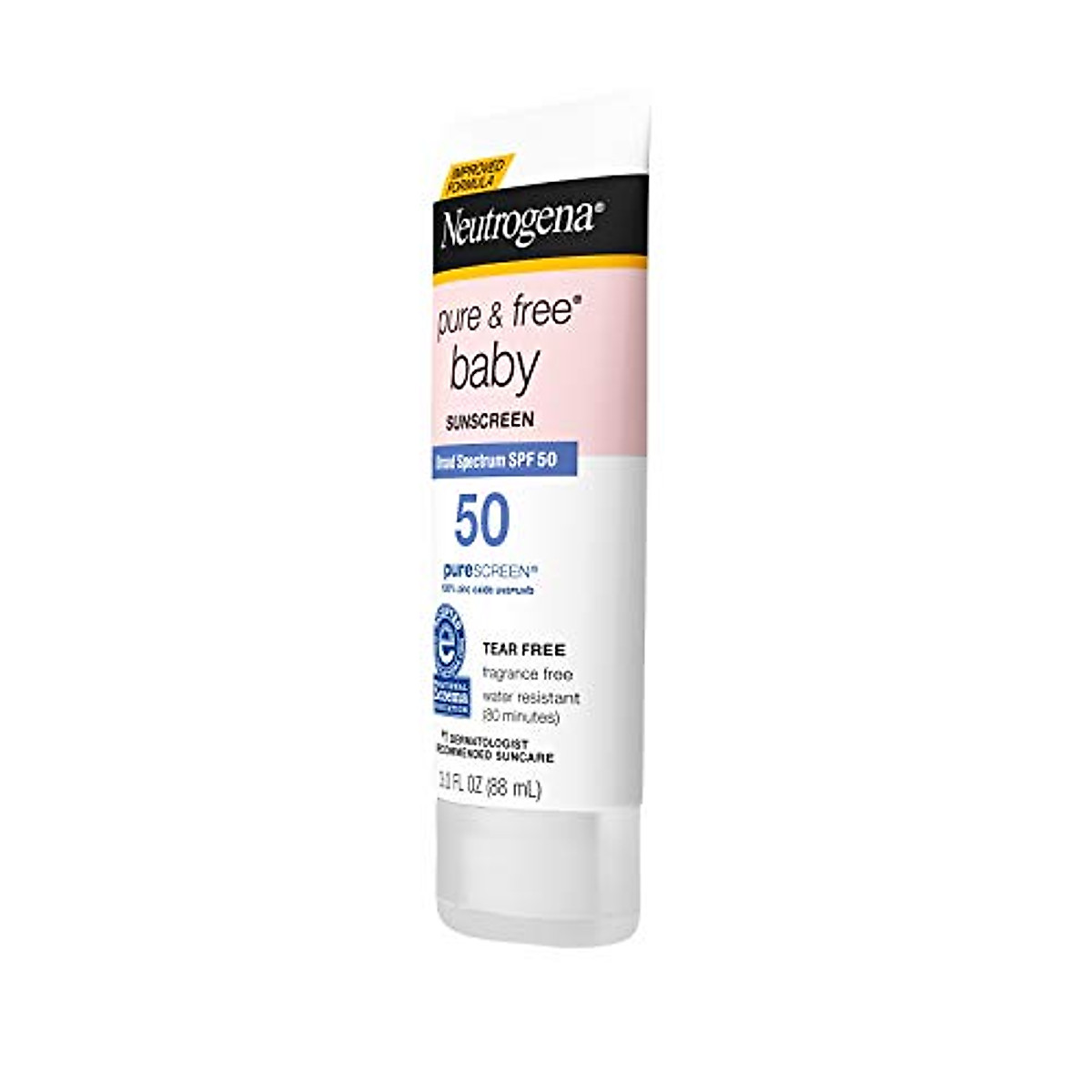 Neutrogena Pure & Free Baby Mineral Sunscreen Lotion with Broad Spectrum SPF 50 & Zinc Oxide, Water-Resistant, Hypoallergenic & Tear-Free Baby Sunscreen, 3 fl. oz, 3 pk
