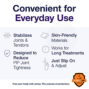 Armor Finger Extension Splint, Knuckle Brace for Injury, Arthritis, Tendinitis, PIP Joint Tightness, and Boutonniére Deformities with Adjustable Bilateral Wires, All Ages, Large