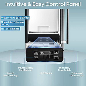 Watoor Undercounter Commercial Ice Machine Built-in Ice Maker with Internal Drain Pump,Reversible Door, Auto Self-Cleaning 80lbs / 24hrs