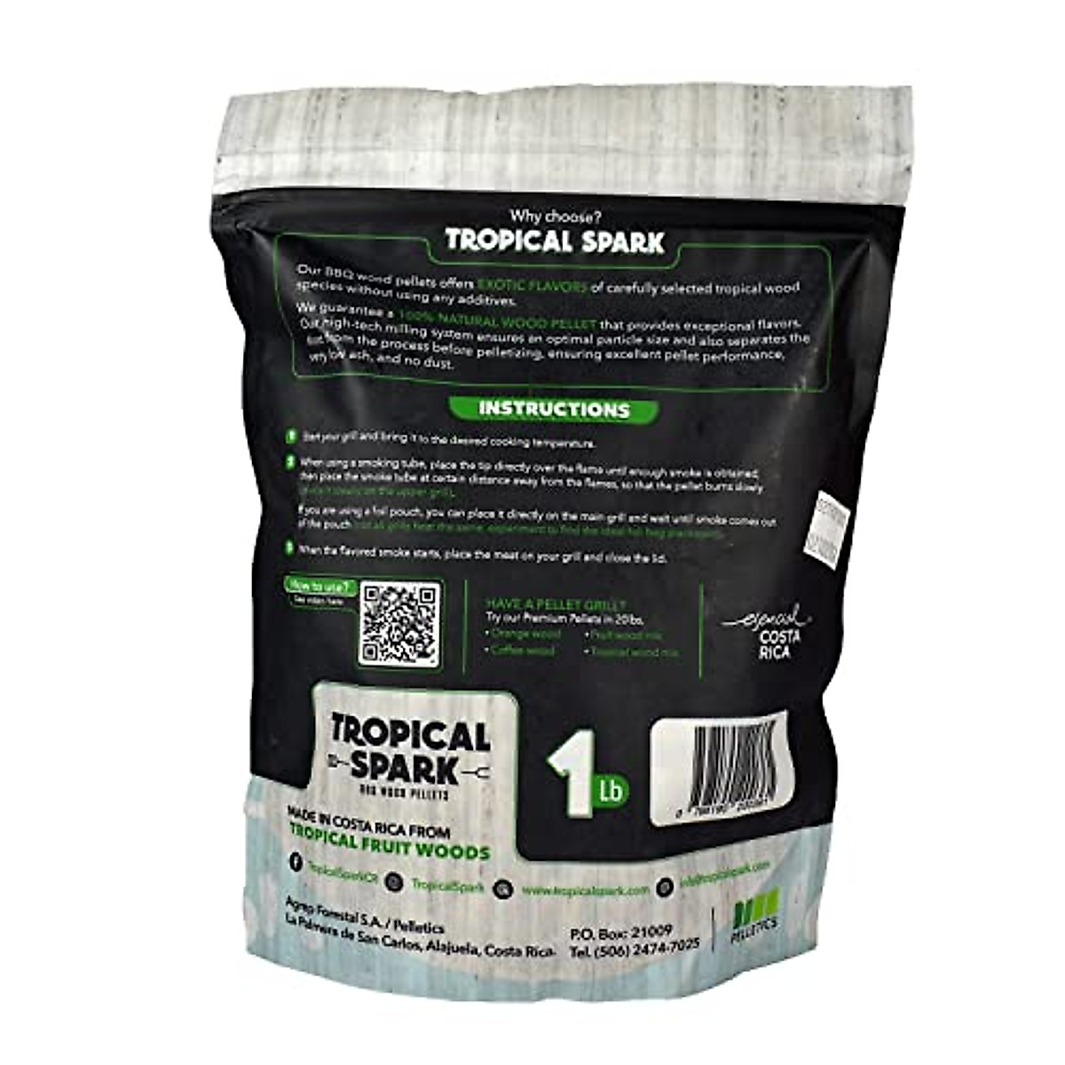 Tropical Spark Coffee Wood Pellets | Perfect for BBQ, Smoking, Grilling, Bake, Roast and Braise | Premium 100% All-Natural | 1 lb. Bag