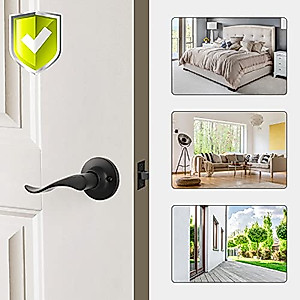 Haidms Front Door Handle Black, Entry Door Handle and Reversible Handle Lever,Single Cylinder Door Handle Set with Lower Half Lever for Left and Right Hand Door, Matte Black