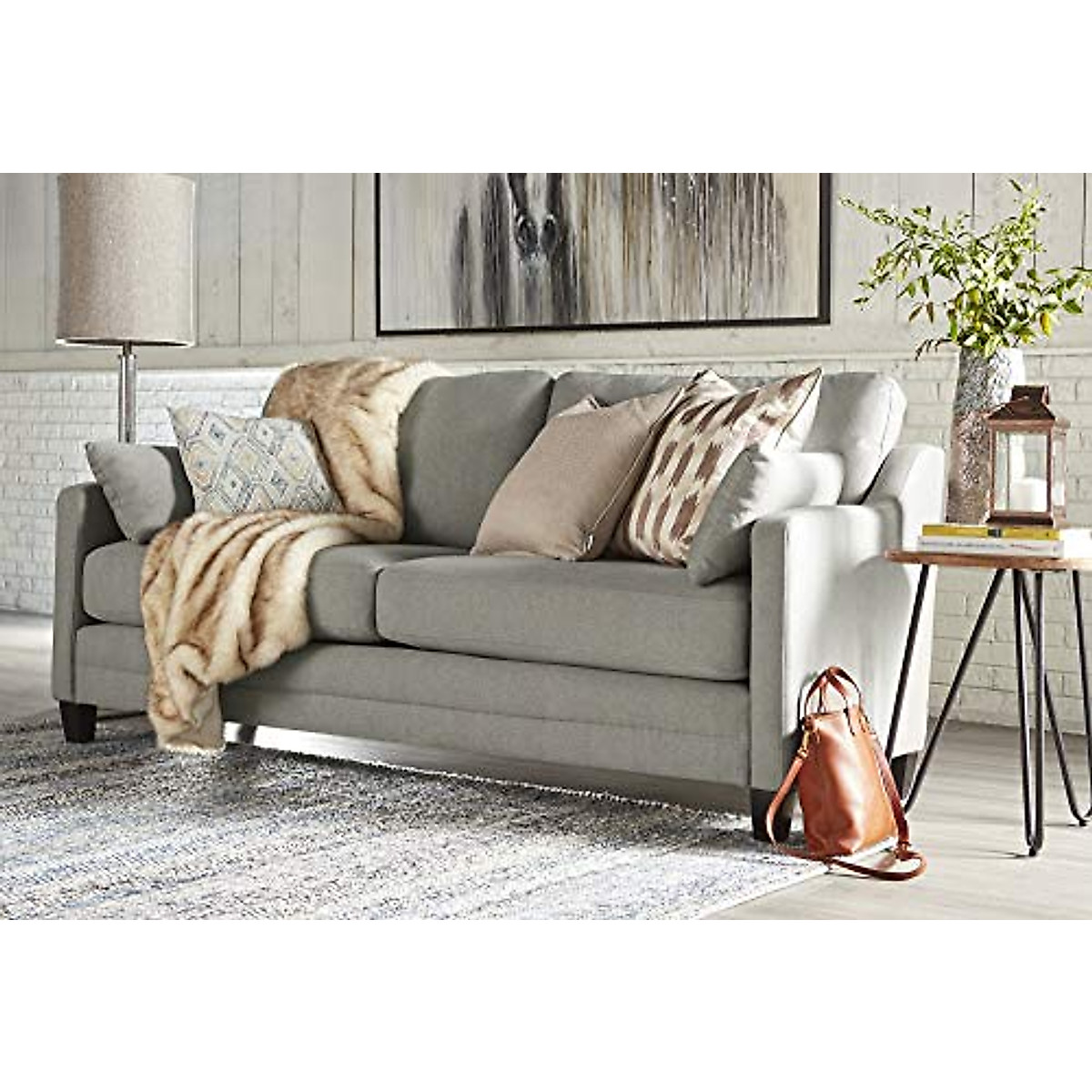 Serta Carmina Contemporary Upholstered 75" Living Room Sofa, Modern Couch for Two or Three, High Plush Seat Cushions and Back Pillows, Easy Assembly, Gray