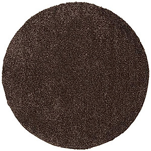 Safavieh August Shag Collection 4' x 4' Round Brown AUG900T Solid Non-Shedding 1.2-inch Thick Area Rug