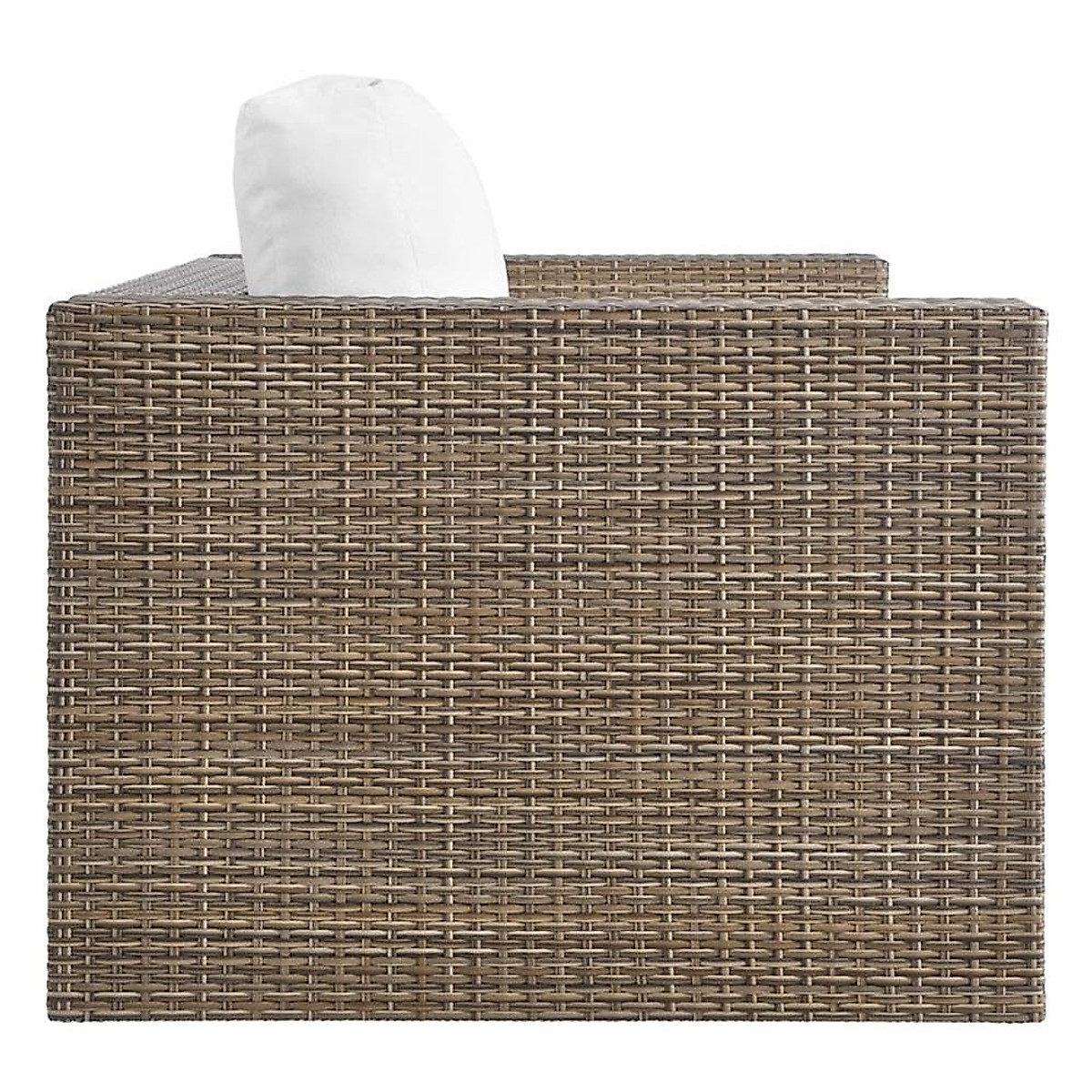 Modway Convene Outdoor Synthetic Rattan Loveseat in Cappuccino/White