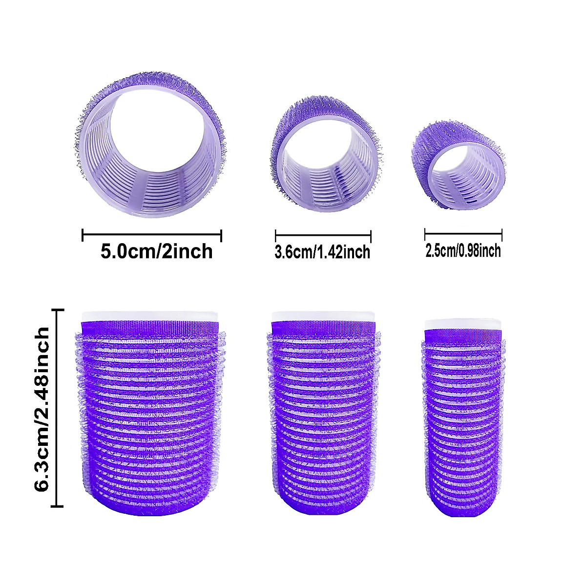 ROPIKIS Hair Rollers Set - Self-Grip Velcro Curlers for Volume and Blowout Look on Thick, Fine, Medium or Long Hair (6 Large, 6 Medium, 6 Small, 12 Clips)