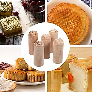 VILLCASE 2cm Wooden Stamp Clay Decorative Stamp Pottery Tool Stamp Homemade Pasta Tools Round Shape Printing Stamp Pottery Stamp Stamps for Textured Hand Roller DIY Tools Cookies Moon Cake