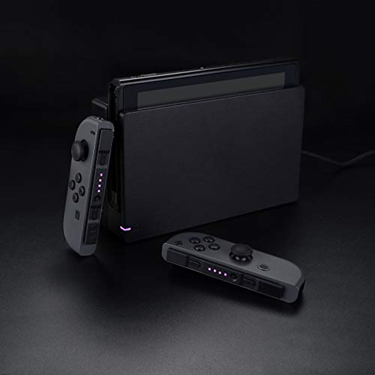 eXtremeRate Firefly LED Tuning Kit for Nintendo Switch Joycons Dock NS Joycon SL SR Buttons Ribbon Flex Cable Indicate Power LED - Violet (Joycons Dock NOT Included)