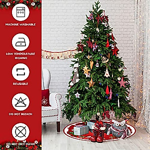 Skycase Christmas Tree Skirt,48 Inch Xmas Tree Skirts Mat,Large Christmas Tree Mat with Snowman Xmas Tree Pattern,Farmhouse Tree Mat Ornaments for Decorations Holiday Party.