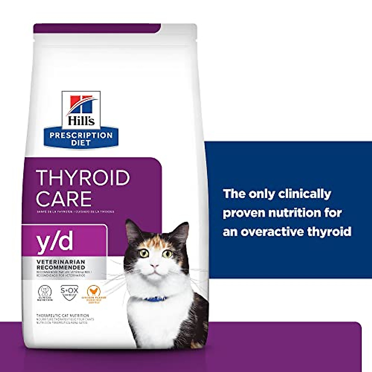 Hill's Prescription Diet y/d Thyroid Care Dry Cat Food, Veterinary Diet, 4 lb. Bag