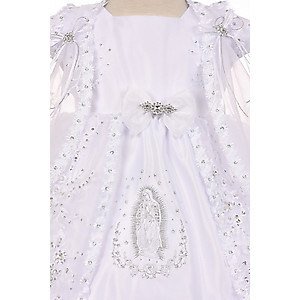 BluNight Collection Little Baby Girls Virgin Mary Embroidery Christening Baptism Dresses (0T1R5K) White 12M