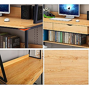 Modern Computer Desk with Hutch and 2 Drawers,Sturdy Office Desk Pc Laptop Desk Notebook Study Writing Table for Home Office Workstation