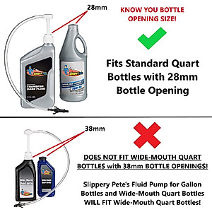 Slippery Pete - Fluid Pump for Standard Quart Bottles - 8cc per Pump Stroke and 3rd Hand Adapter, Transfer Gear Oil, Transmission and Differential Fluid (28mm)