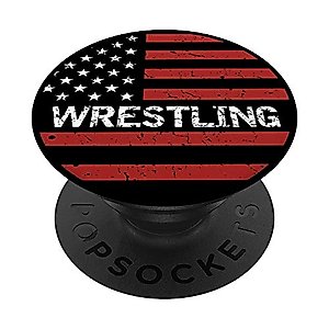Wrestling USA American Flag Sport Fan Gift Pop Socket PopSockets PopGrip: Swappable Grip for Phones & Tablets
