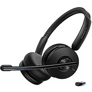 Anker PowerConf H500, Bluetooth Dual-Ear Headset with Microphone, Audio Recording and Meeting Transcription, AI-Enhanced Calls, Compatible with Video Conference Platforms, 24H Talk Time