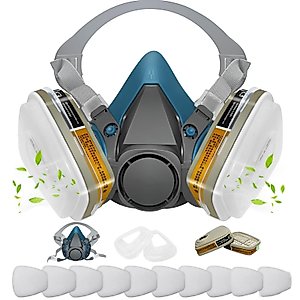 LMINHAN Respirator Mask, Blue Paint Respirator with 6001 Filters for Chemical, Spray Paint, Epoxy Resin, Woodworking, Organic Vapors/Gas, Sanding