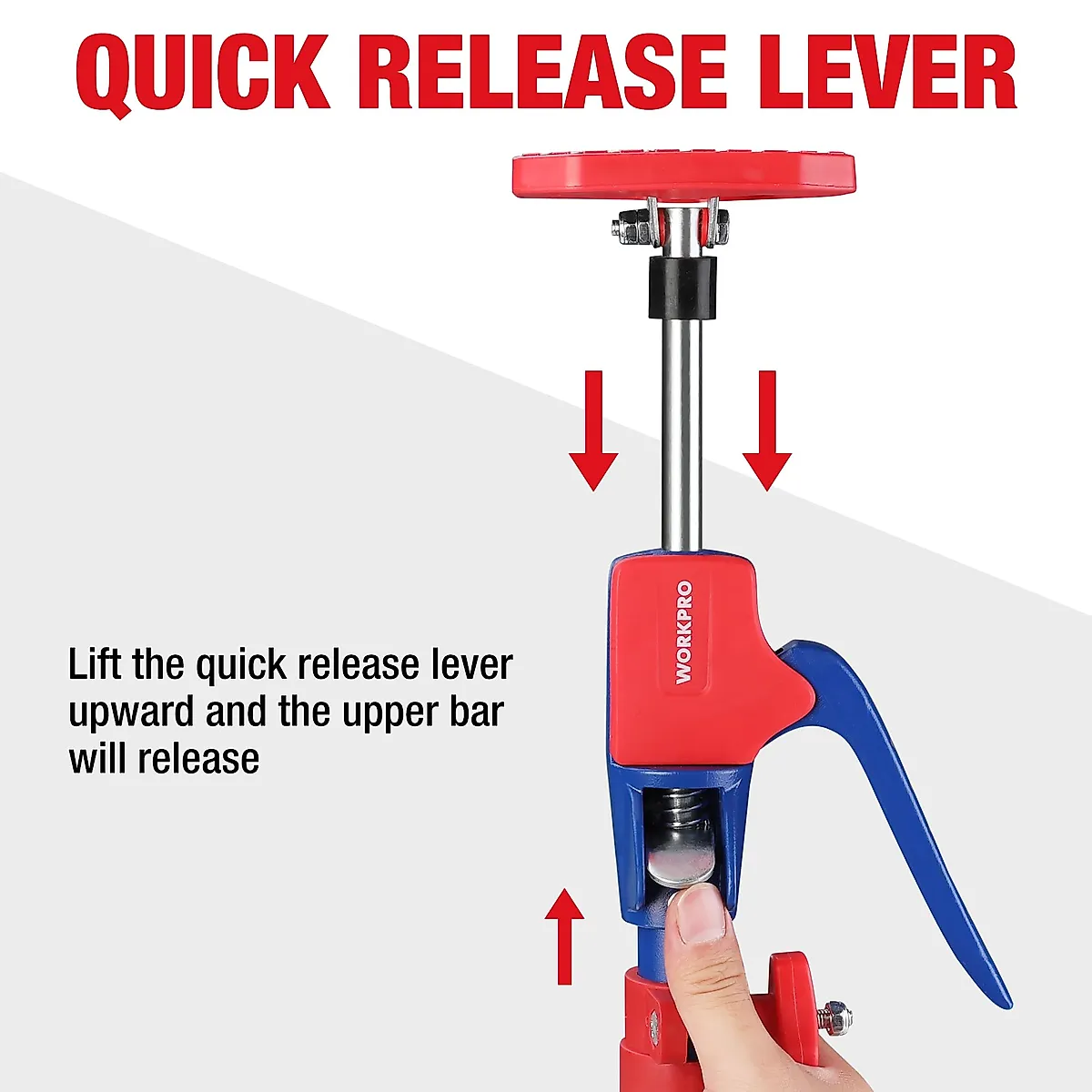WORKPRO Cabinet Jack Support Pole, 54-114 Inches Steel Telescopic Quick Support Rod Adjustable 3rd Hand Support System with 154 lbs Capacity for Cabinet Jack, Drywall Jack& Cargo Bars, 2-Pack