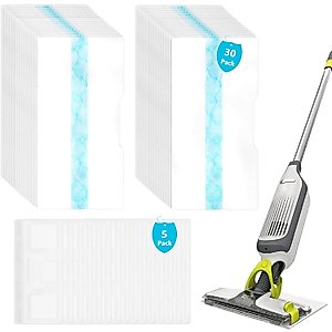 30Pack Split Disposable Replacement Hard Floor Vacuum Vac Mop Pads Refills,Vacmop Replacement Pads For Shark Vacmop VM252 VM205 VM190 VC205,VMP30 Pad Refills,30 Pads Kit with 5 Split Washable Chamber