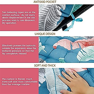 Srutirbo 67 Inch Patio Lounge Chair Cushion, Indoor Outdoor Floral Printed Sun Lounger Pad Replacement with Ties, Rocking Chair Sofa Cushion Non-Slip High Back Chair Cushions (I)