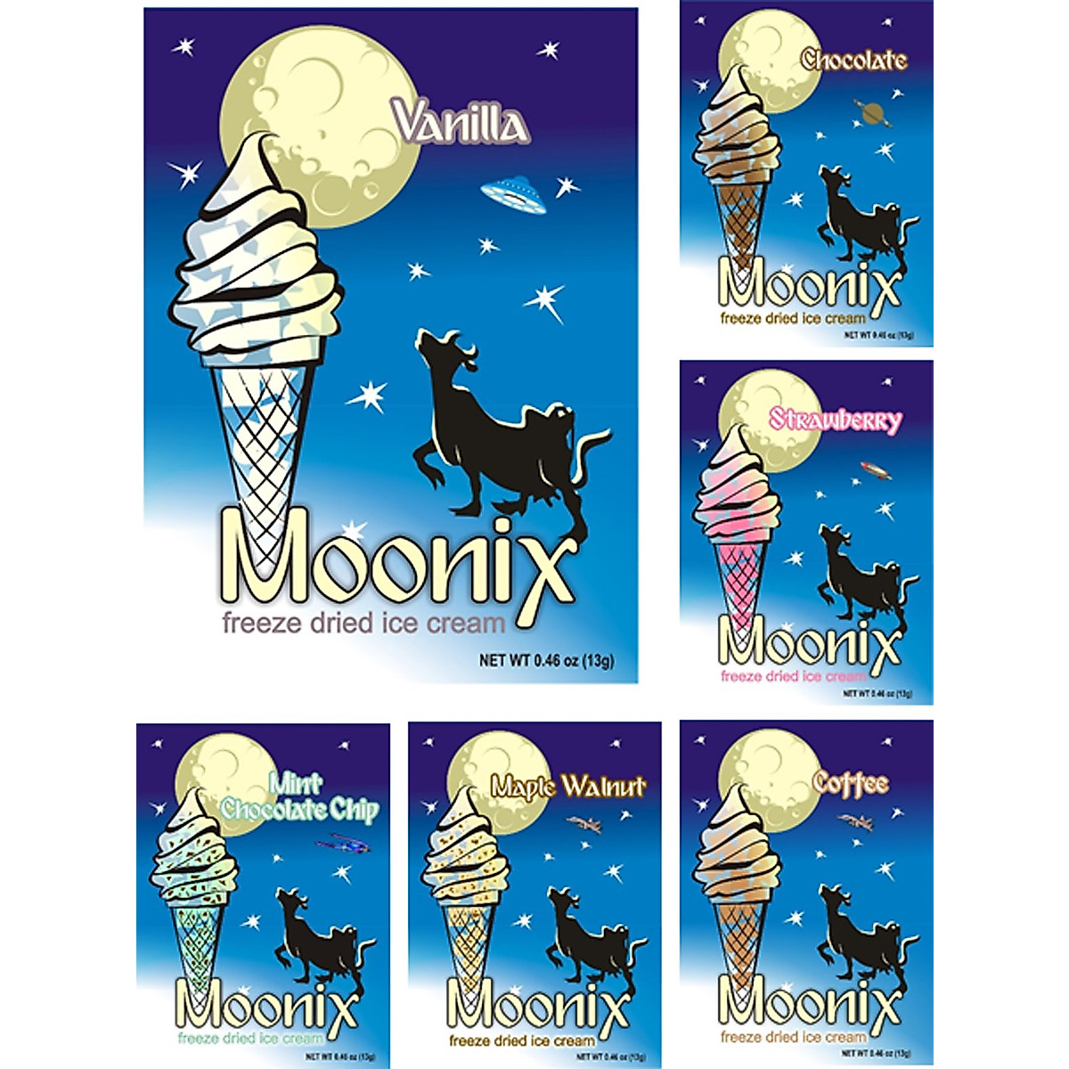 Moonix Freeze Dried Ice Cream. Variety pack. 10ct (Best Sellers)