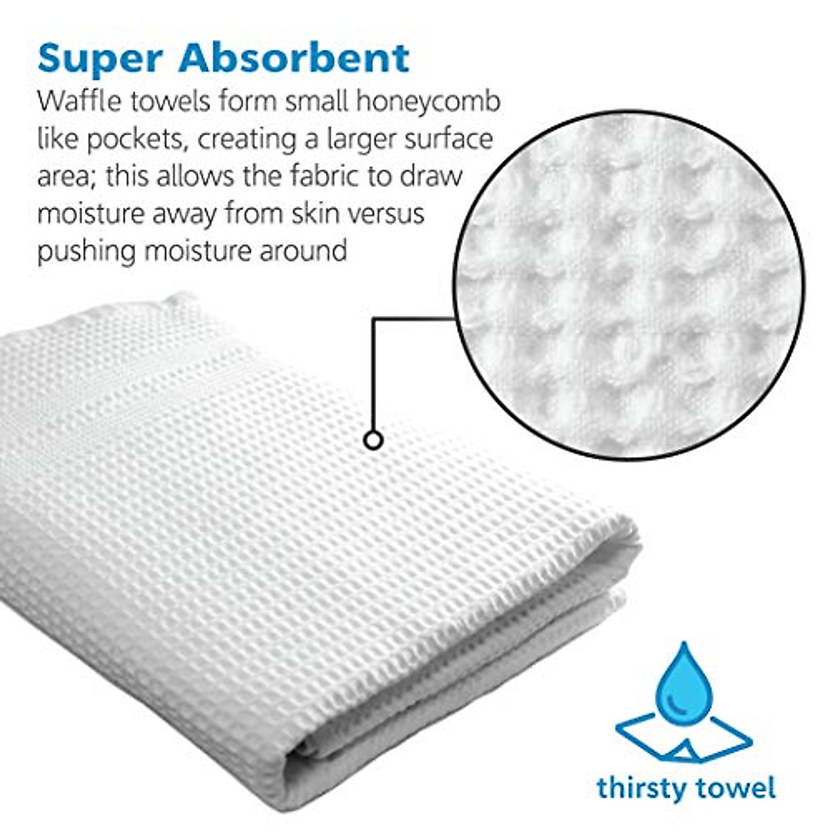 GILDEN TREE Waffle Towels Quick Dry Lint Free Thin, Bath Towel 2 Pack, Classic Style (White)