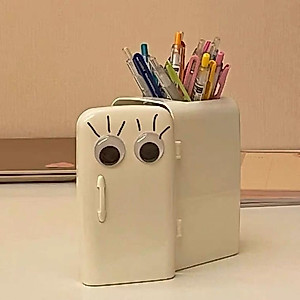 1PCS Mini Pen Holder,Portable Pen Holder Large-capacity Waterproof Storage Box Kawaii Pen Holder for Office(white)