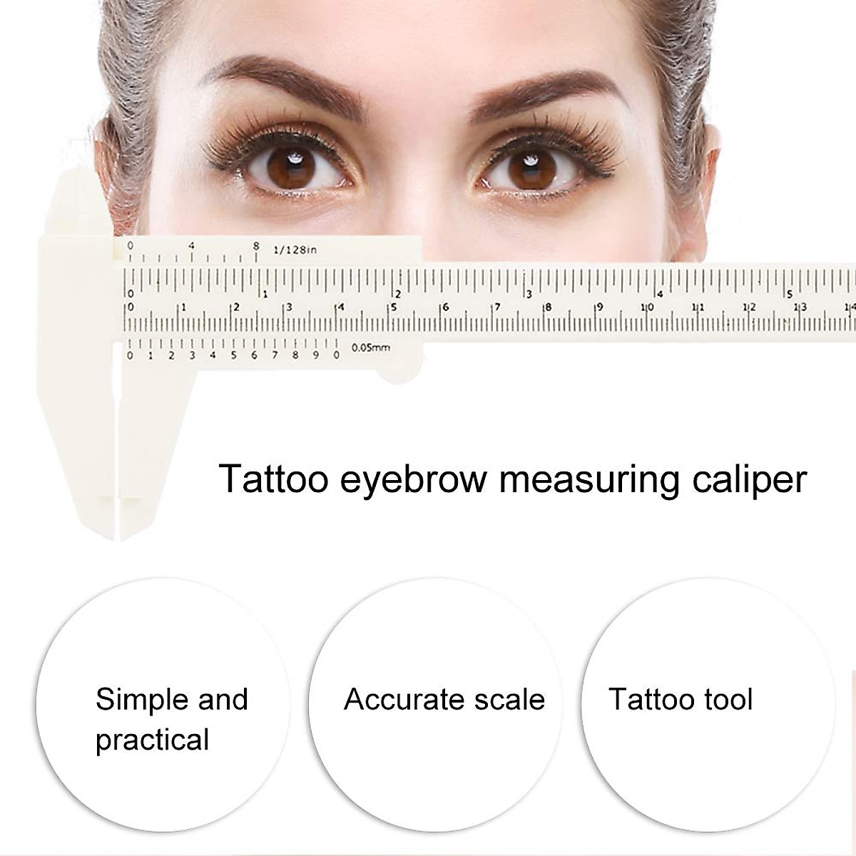 Vernier Caliper Waterproof Plastic Eyebrow Permanent Makeup Ruler Students Experimental Measurement Tools For Permanent Makeup Tattoo Eyebrow Line Lip