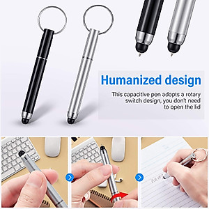 Outus 8 Pieces Stylus Pen Keychain Portable Touch Screen Capacitive Stylus, 3-in-1 Integrated Key Chain Stylus Pens for Tablets and Cell Phones