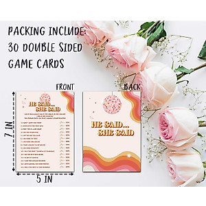 Disco Wedding Shower Games, He Said She Said Bridal Shower Games Cards, Retro Bachelorette Party Game Ideas, Engagement Party Supplies & Activity, Set of 30 Cards -B06
