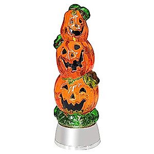 Eldnacele Halloween Pumpkin Light Snow Globe Lighted Lamp with 6H Timer, Battery Operated Spinning Water Glittering Swirling Tornado Lights Tabletop Halloween Decoration Celebration Parties