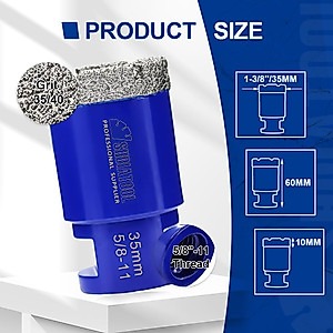 SHDIATOOL Diamond Drilling Bits 1-3/8 Inch for Porcelain Ceramic Tile Marble Brick Dry Core Drill Bits Hole Saw 35mm