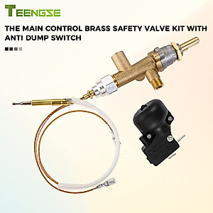 TEENGSE Fire Pit Control Safety Valve, Heater Safety Kit Replacement Parts with Thermocouple and Dump Switch for Room Space Heater Outdoor Patio Heater, Barbecue Grills, Fire Pits, Fireplaces