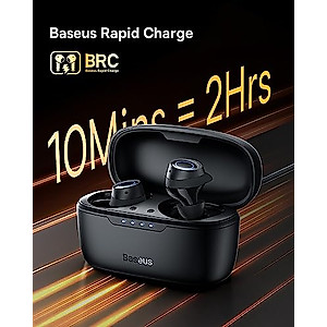 Baseus Wireless Earbuds, 140H Playback -48dB Active Noise Cancelling Bluetooth 5.3 Earbuds with IPX6 Waterproof 4 ENC Mics 0.038s Low Latency Fast Charge Ear Buds for Android iOS(Bowie MA10)